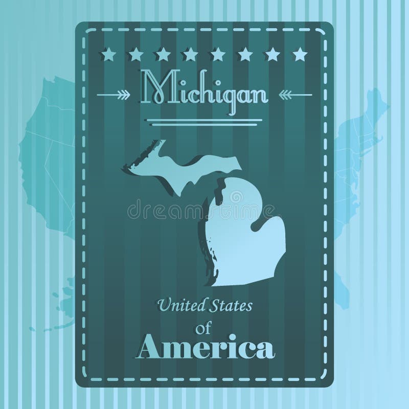 Michigan State Map Label. Vector Illustration Decorative Design Stock ...