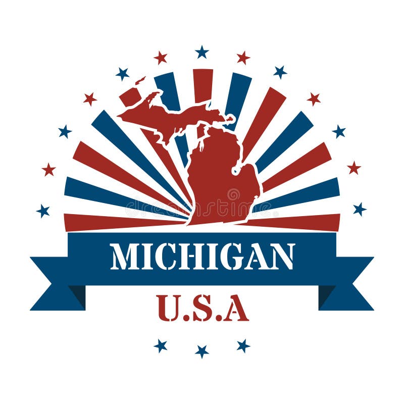 Michigan State Map Label. Vector Illustration Decorative Design Stock ...