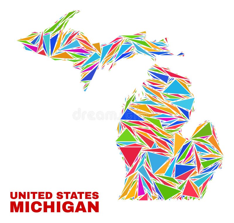 Collage of Michigan State Map Symbol Mosaic and Grunge Party Time Seal ...