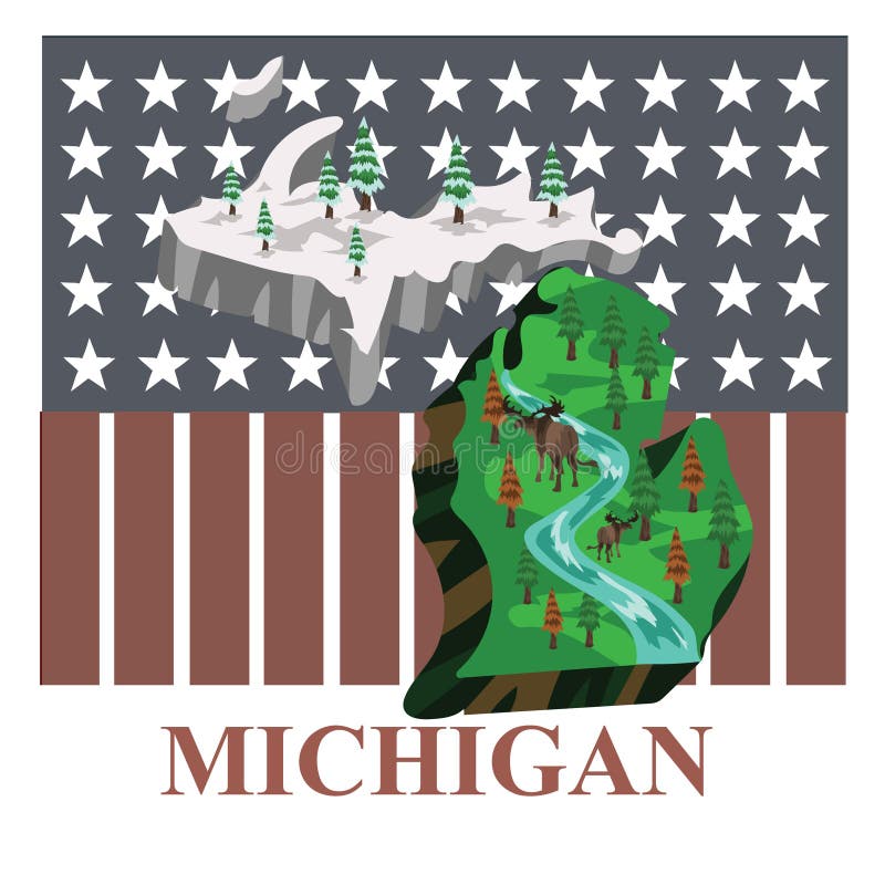 Michigan State Map. Vector Illustration Decorative Design Stock Vector ...