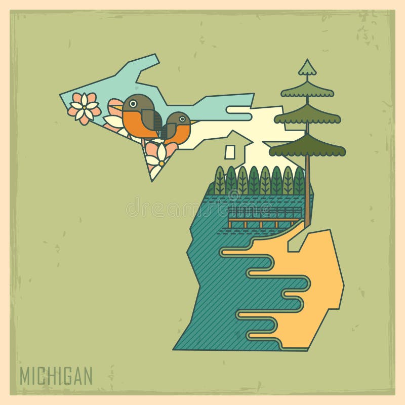 Michigan State Map. Vector Illustration Decorative Design Stock Vector ...