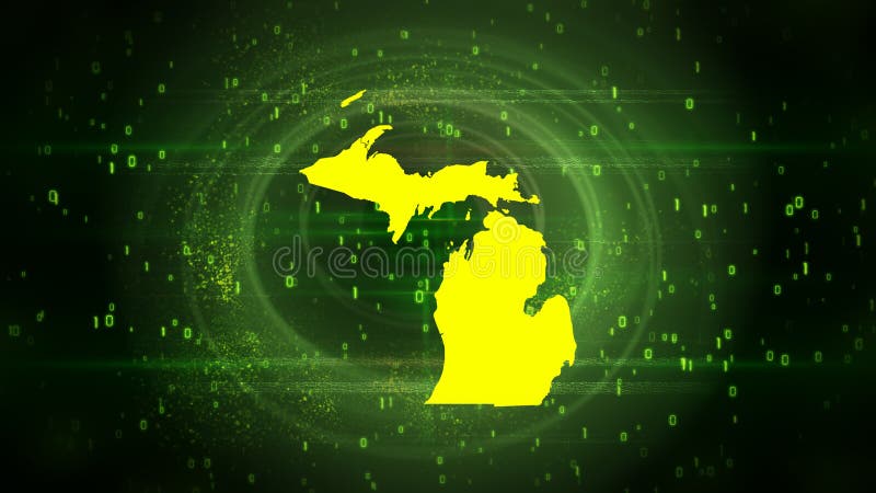 Michigan State (USA) Map on Digital Background Stock Illustration ...