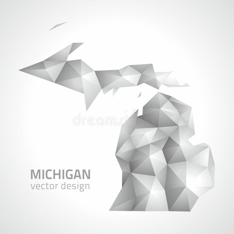 Michigan Vector Grey and Silver Shadow Mosaic 3d Map Stock Vector ...