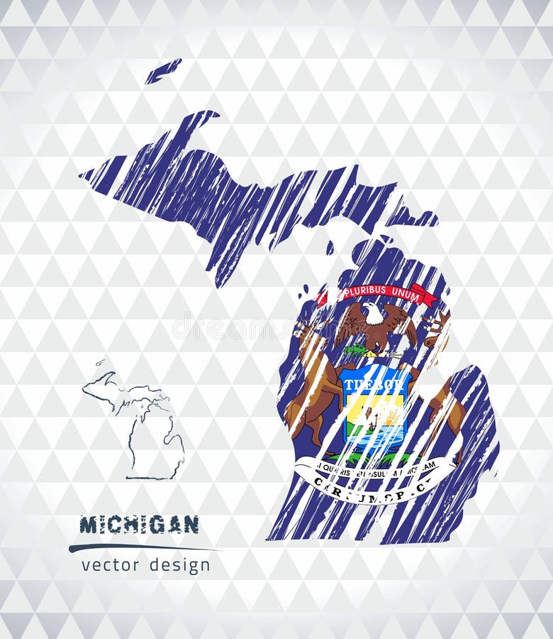 Michigan Vector Map with Flag Inside Isolated on a White Background ...
