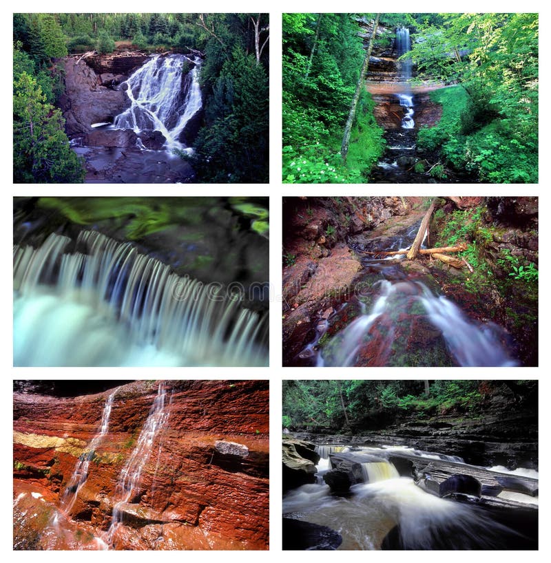 Michigan Waterfalls Collage Stock Image - Image of habitat, presque ...
