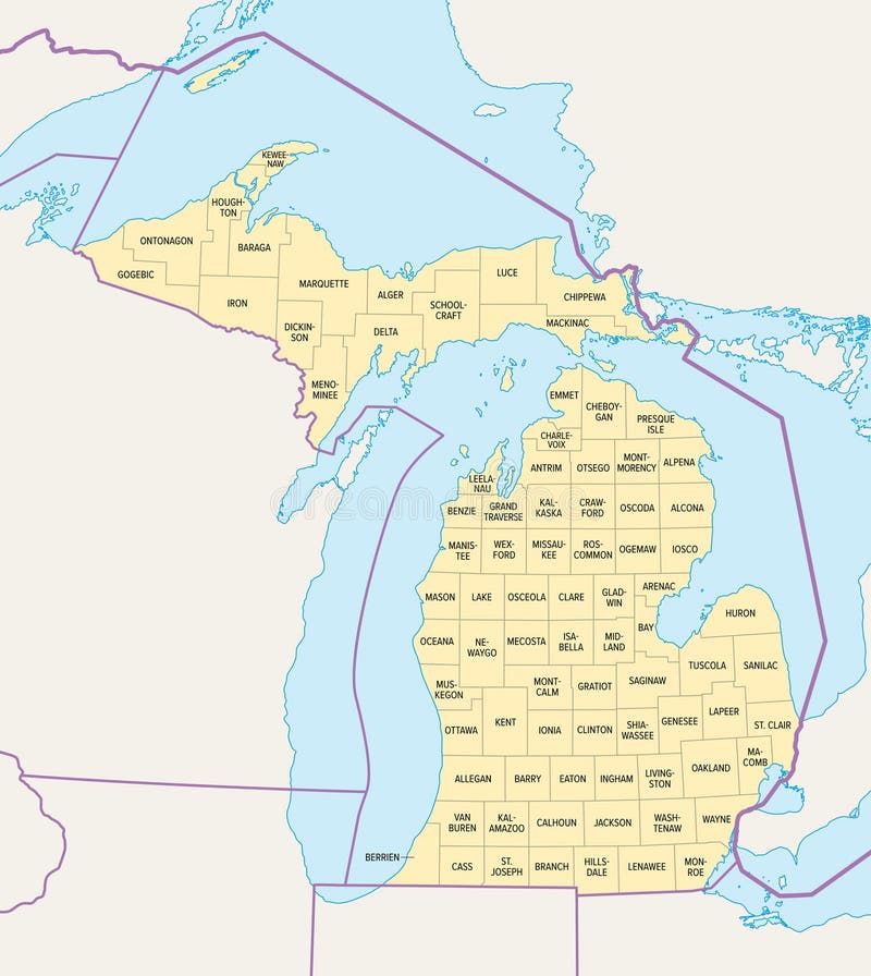 Counties Map Michigan Stock Illustrations – 792 Counties Map Michigan ...