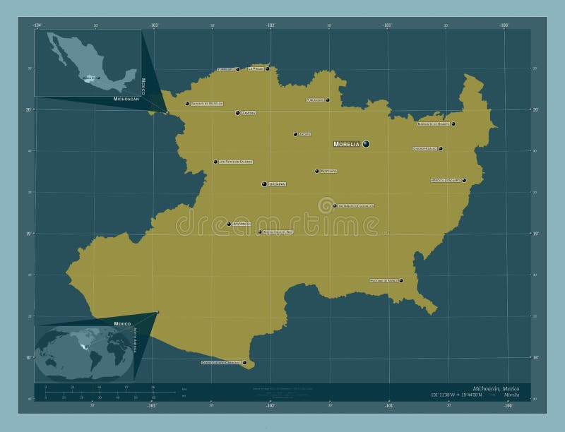 Michoacan Outline Map Mexico State Stock Vector - Illustration of ...