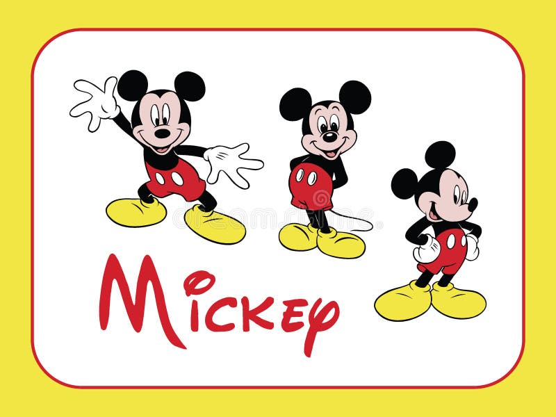 Mickey Mouse Cartoon Disney Vector Color Set Editorial Photography ...