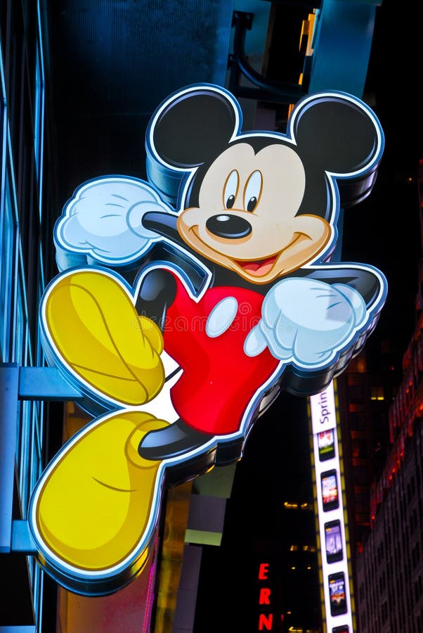 Mickey Mouse Sign at Times Square Disney Store Editorial Stock Image ...