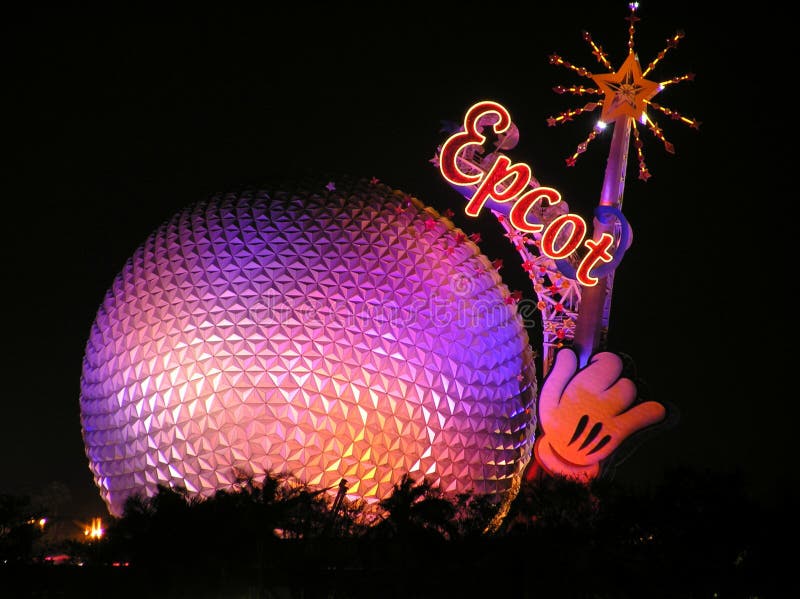 Mickey S Magic Wand at Epcot Center by Night, Orlando Editorial ...