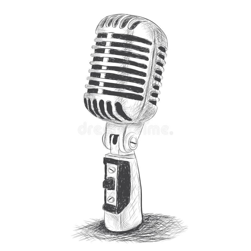 Micrófono Dibujado Mano Del Estudio Ilustración del Vector ...