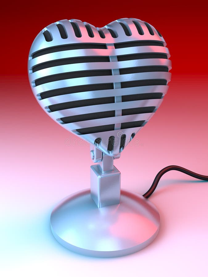 Grupo De Micrófonos Clásicos En Forma De Corazón Stock de ilustración ...