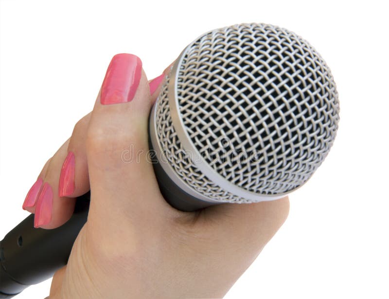 Micrófono en una mano foto de archivo. Imagen de blanco - 26991236