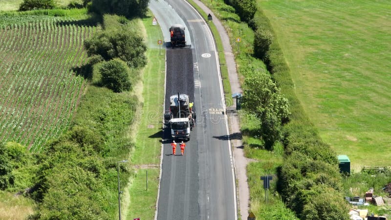 Micro Asphalt Road Resurfacing Process on an English Road Stock Video ...