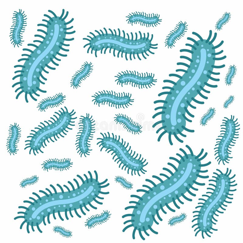 Bacterial Microorganisms, Bacteria, Viruses. Vector Illustration, Flat ...