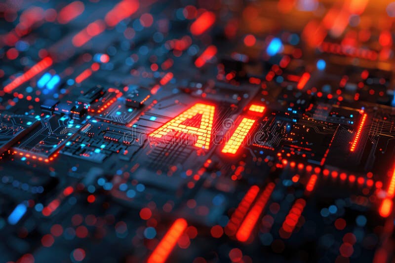 Micro Chip and AI Inscription on the Board, Artificial Intelligence ...