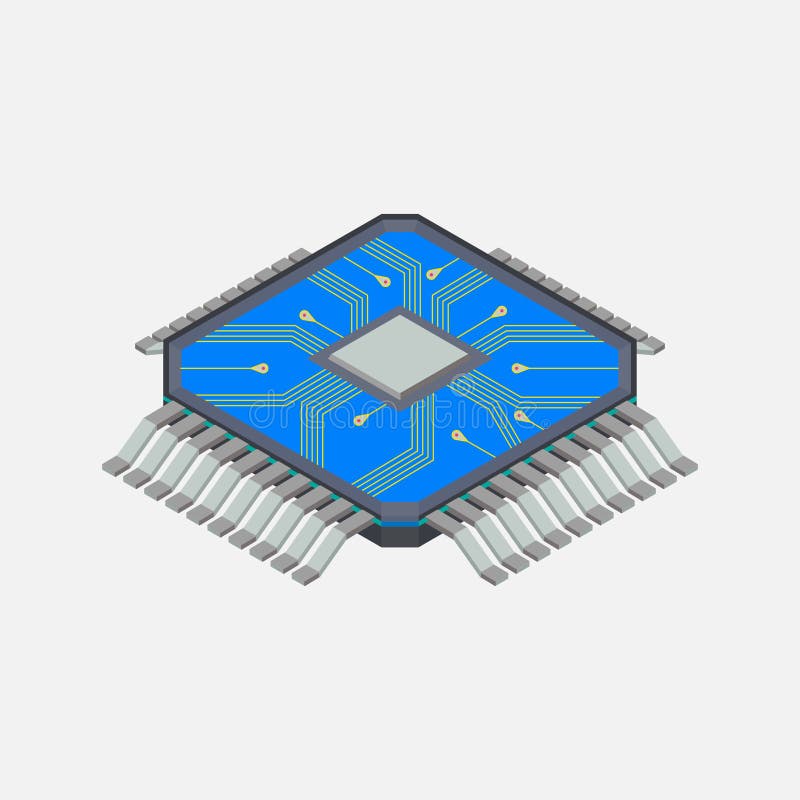 Micro Chip, Computer Chip, Electronics, Flat Style Stock Illustration ...