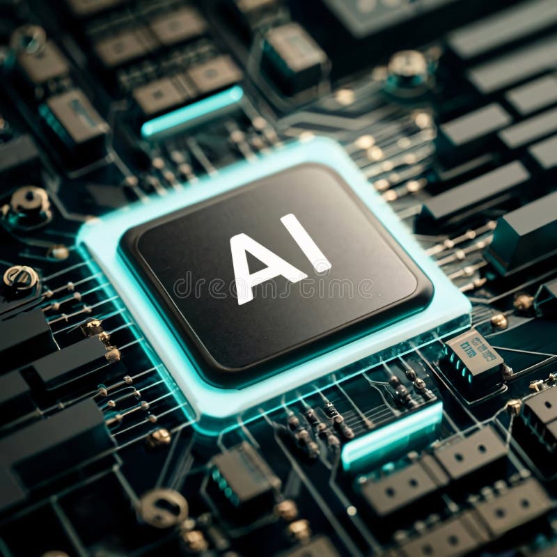 Micro Chip with Text "AI" on Chip Stock Illustration - Illustration of ...