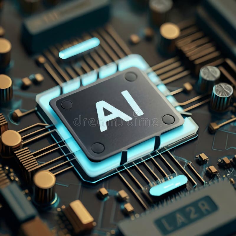 Micro Chip with Text "AI" on Chip Stock Illustration - Illustration of ...