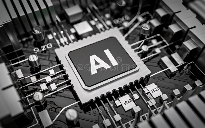 Micro Chip with Text "AI" on Chip Stock Illustration - Illustration of ...