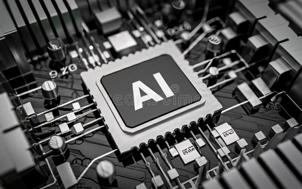 Micro Chip with Text "AI" on Chip Stock Illustration - Illustration of ...