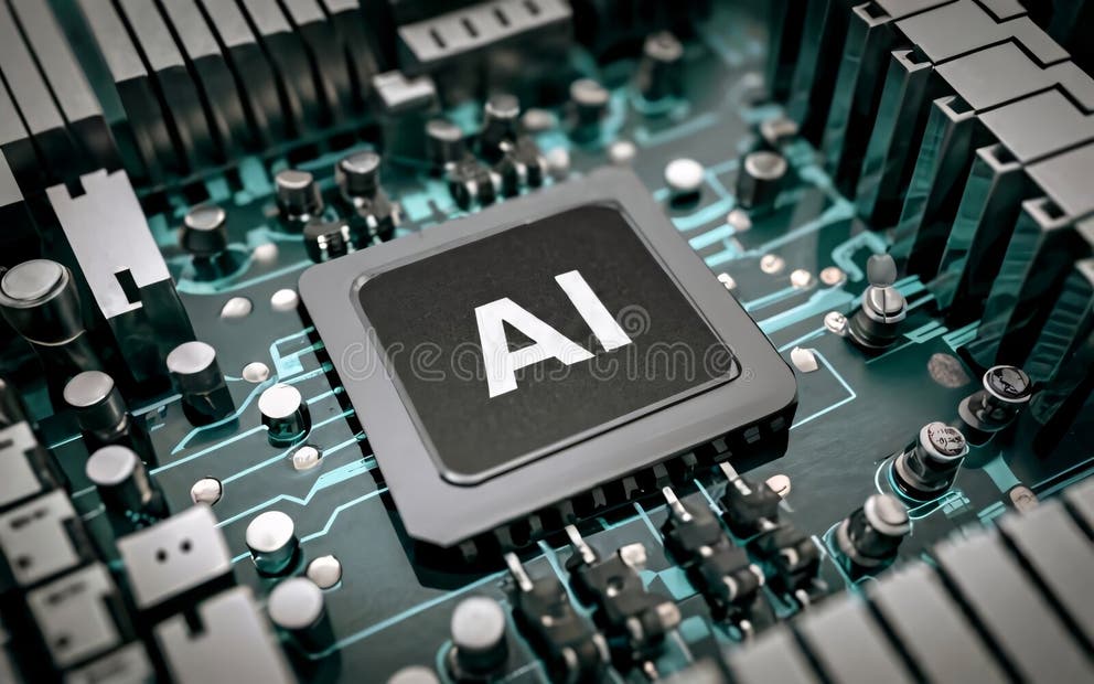 Micro Chip with Text "AI" on Chip Stock Illustration - Illustration of ...
