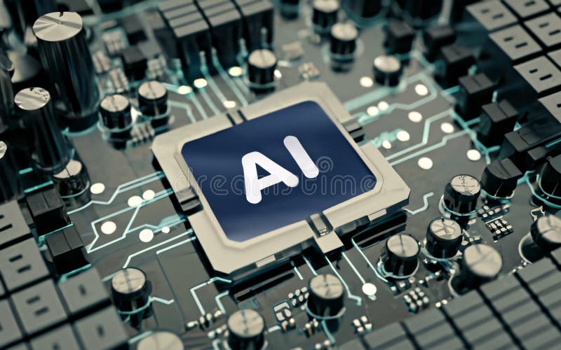 Micro Chip with Text "AI" on Chip Stock Illustration - Illustration of ...