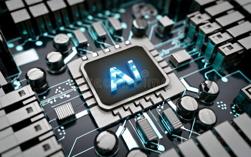 Micro Chip with Text "AI" on Chip Stock Illustration - Illustration of ...