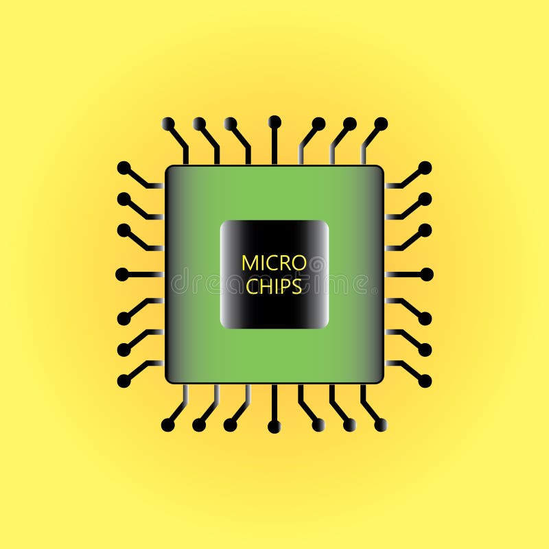 Micro Chips ,green Microchips with Black and Yellow Words ,on Yellow ...