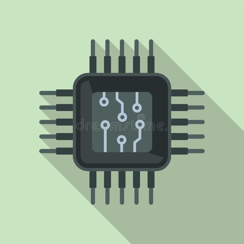 Micro Cpu Icon Flat Vector. Computer Digital Stock Vector ...