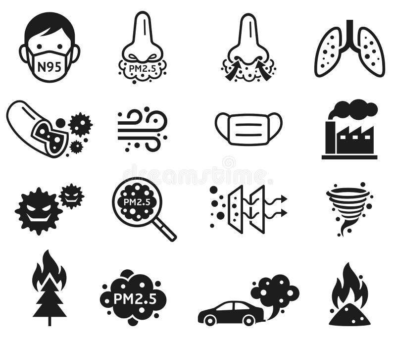 Micro Dust Pm 2.5 Icons. Vector Illustrations Stock Vector ...
