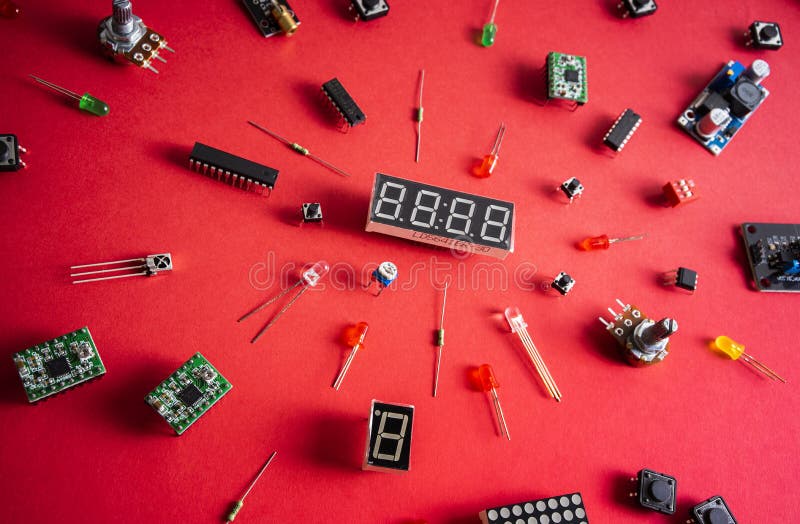 Micro Electronics Arduino DIY Components on a Light Background, Top ...