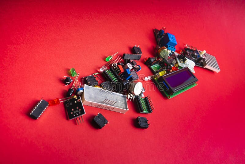 Micro Electronics Arduino DIY Components on a Light Background, Top ...