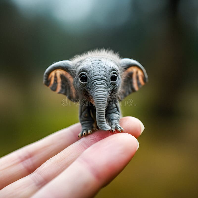 Micro Marvel: Tiny Elephant Perched on Finger - Generative AI Macro ...