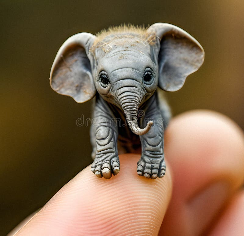 Micro Marvel: Tiny Elephant Perched on Finger - Generative AI Macro ...