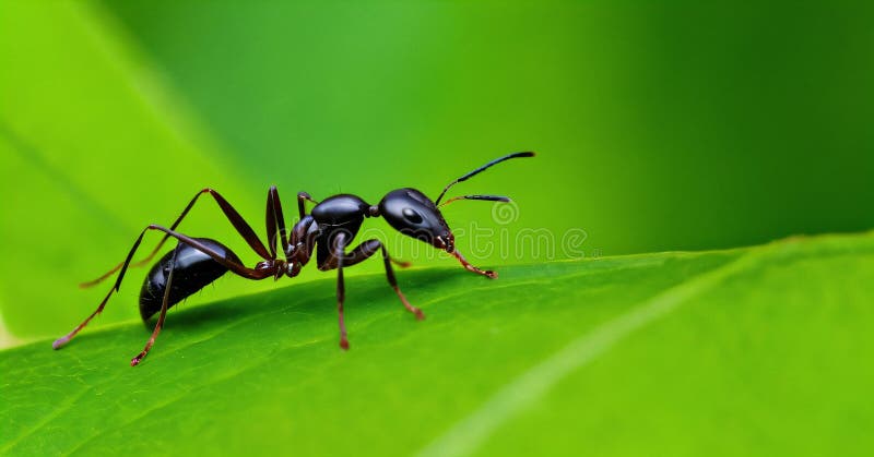 Micro Photography of Black Ants on Green Leaf, Mahe Seychelles Stock ...