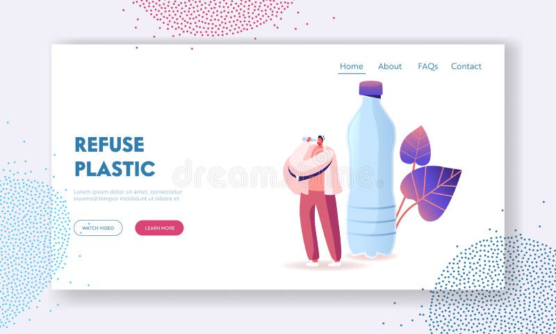 Micro Plastic Contamination Landing Page Template. Tiny Male Character ...