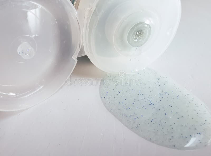 Micro Plastic Particles in a Face Scrub on a White Background Stock ...