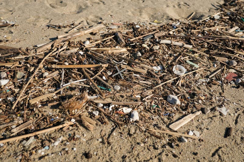 Micro Plastics Pollution on Dirty Sea Coast,environmental Waste ...