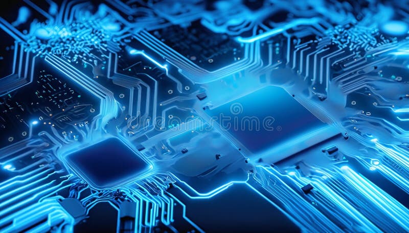 Micro Processor on Board with Neon Blue Backlight Suitable As ...