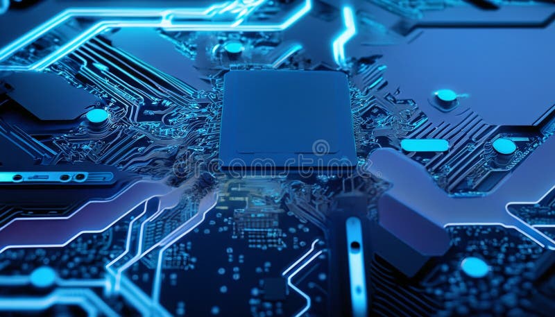 Micro Processor on Board with Neon Blue Backlight Suitable As ...