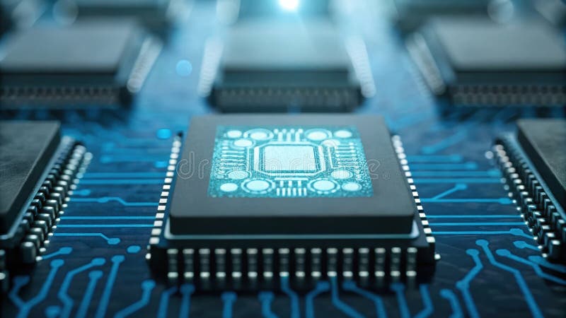 Micro Processor Integrated into Circuit Board Illustrating Ai Driven ...