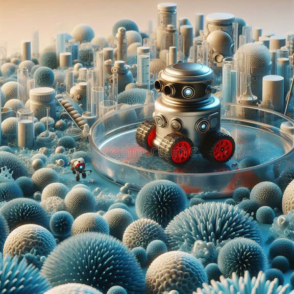 Micro Robot Navigation Challenge Tiny Robots Navigate Microsc Stock ...