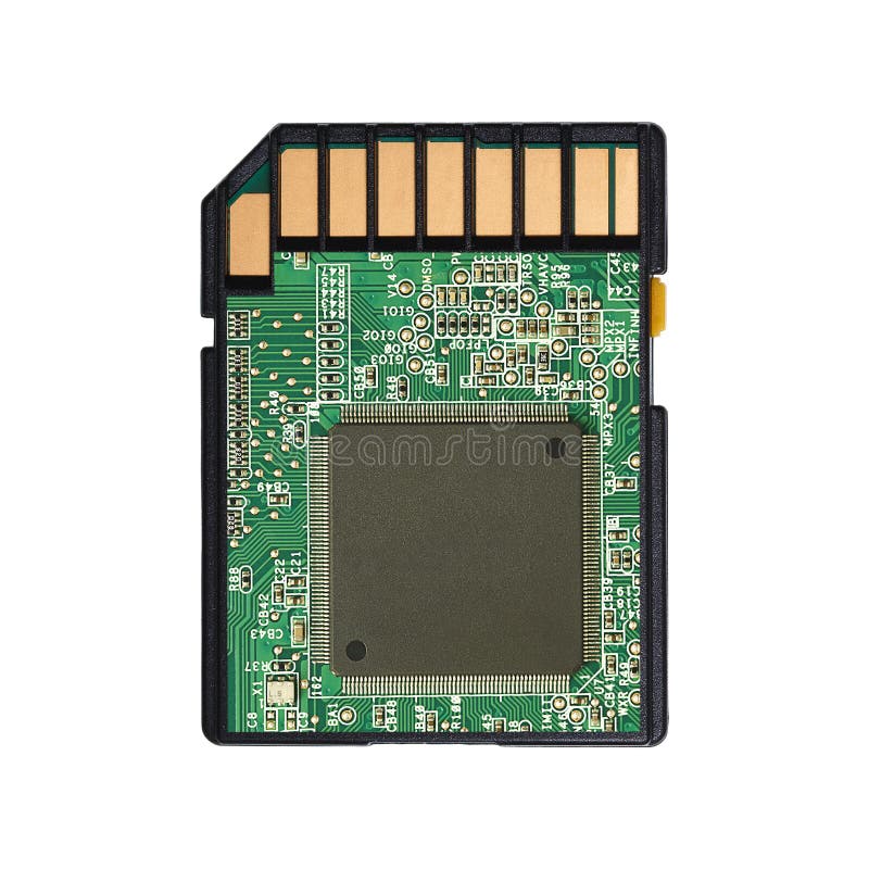 Micro SD Card with Circuit Isolated on White Stock Image - Image of ...