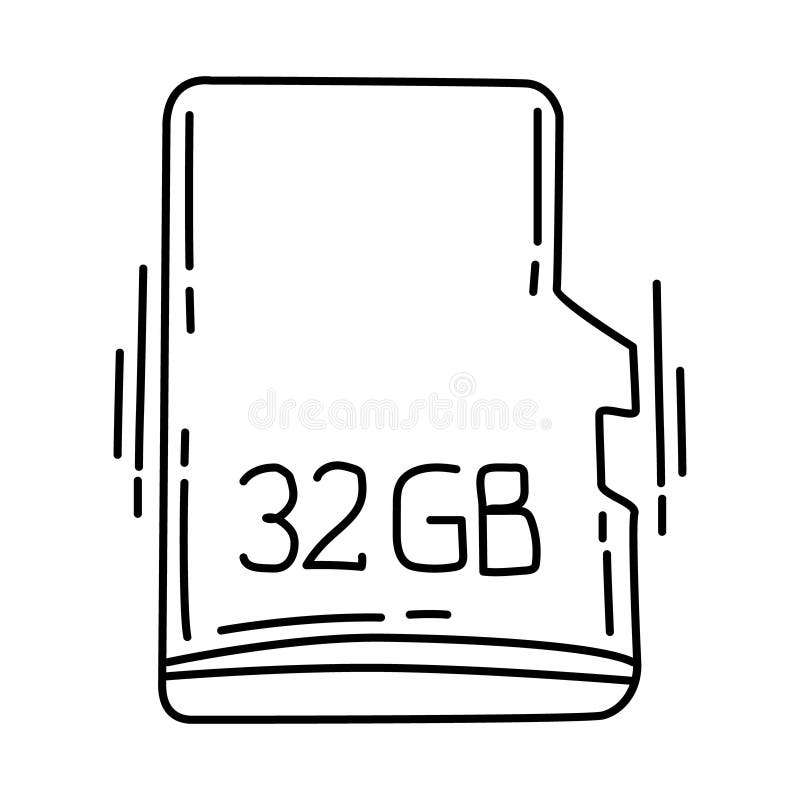Micro SD Card Icon. Doodle Hand Drawn or Outline Icon Style Stock ...