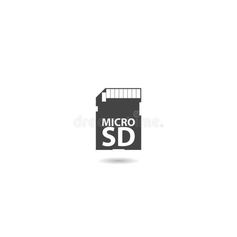 Micro SD Card Icon with Shadow Stock Vector - Illustration of drawing ...