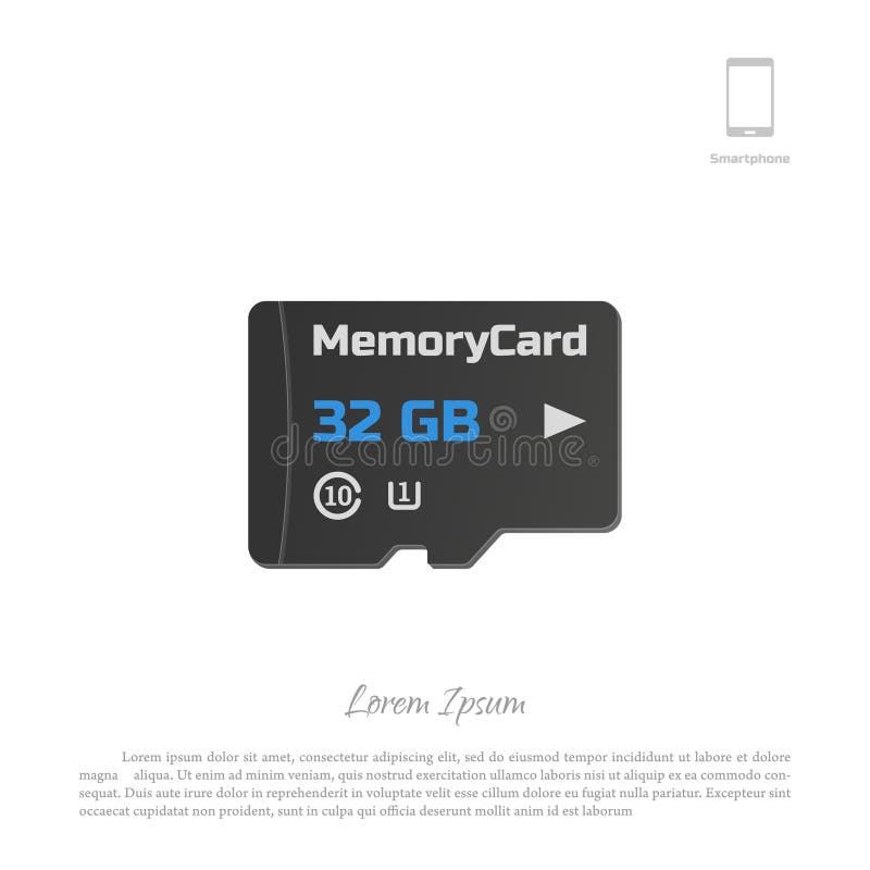 Micro SD Card. Memory Chip on White Background Stock Vector ...