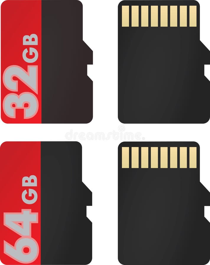 Micro SD Cards. Front and Back View Stock Vector - Illustration of ...