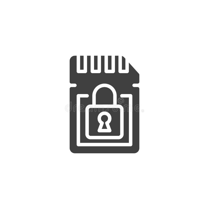 Micro SD lock vector icon stock illustration. Illustration of glyph ...