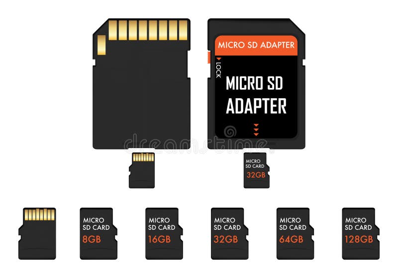 Micro SD Memory Card and Adapter Stock Vector - Illustration of ...